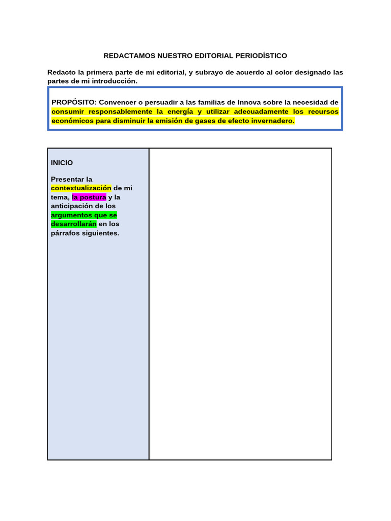 Plantilla Editorial Periodístico para 6° Grado | PDF