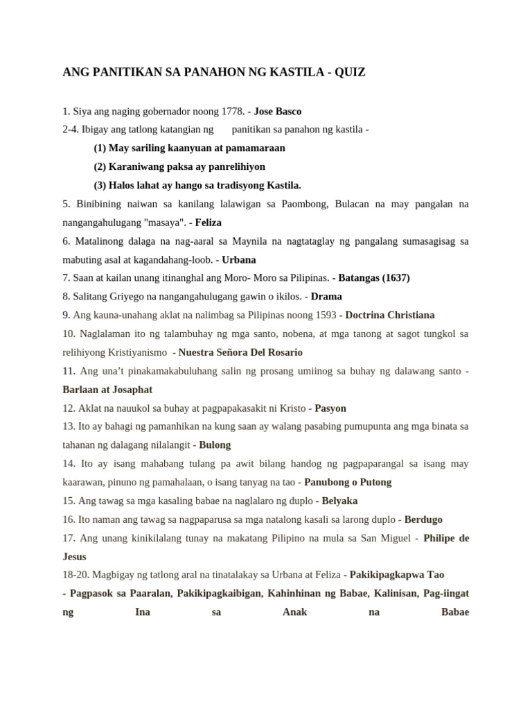 Ang Panitikan Sa Panahon NG Kastila Quiz | PDF