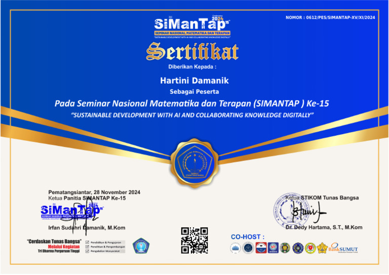 Sertifikat Peserta 612 SIMANTAP 2024 PDF | PDF