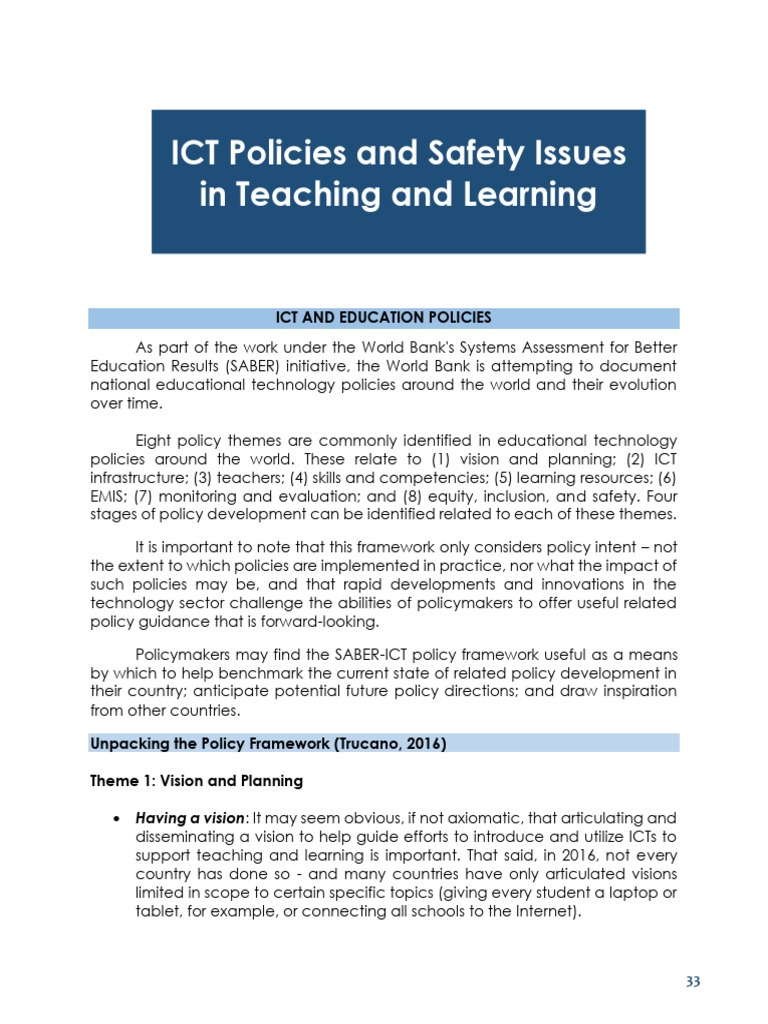 ICT Policies for Education Safety | PDF | Educational Technology ...