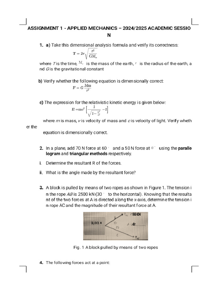 Applied Mech 1 ASSIGNMENT 1 2025 Phoenix | PDF