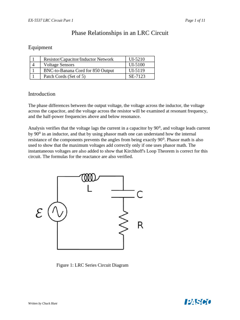EX-5537-1 LRC Circuits | PDF | Electrical Network | Resonance