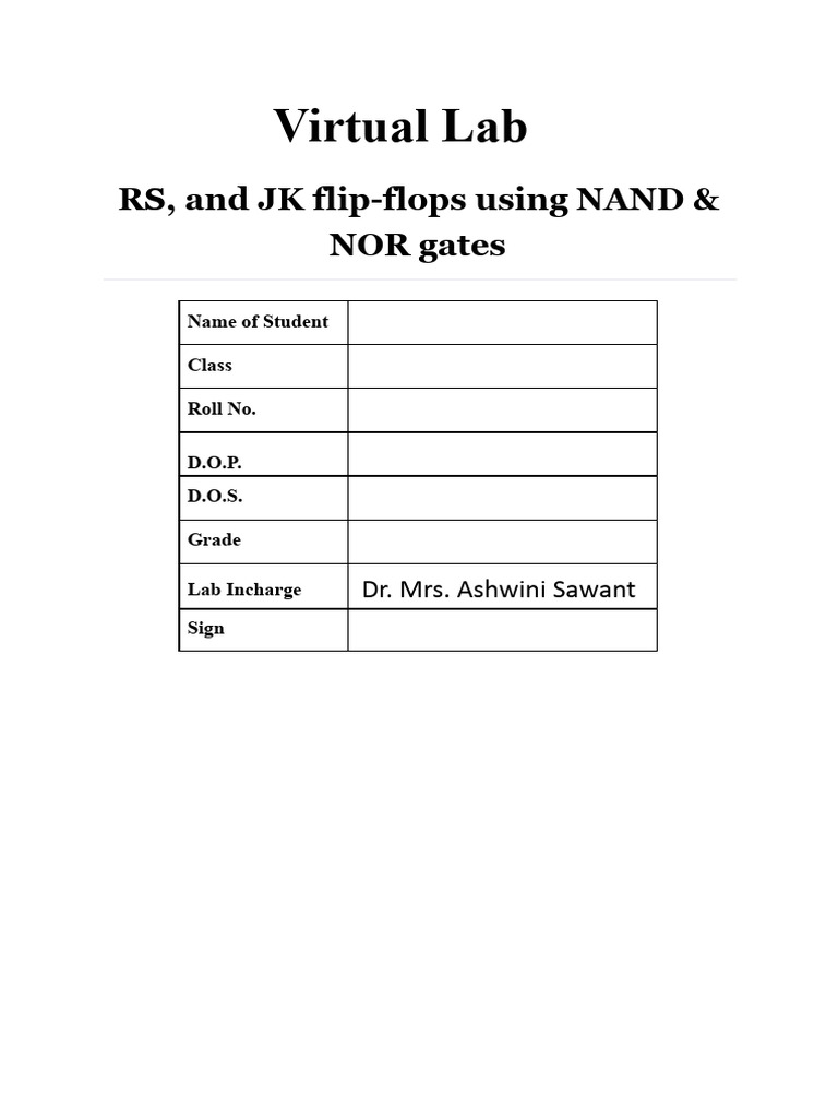 Virtual Lab SR and JK Flip Flop | PDF | Electronics | Computer Engineering