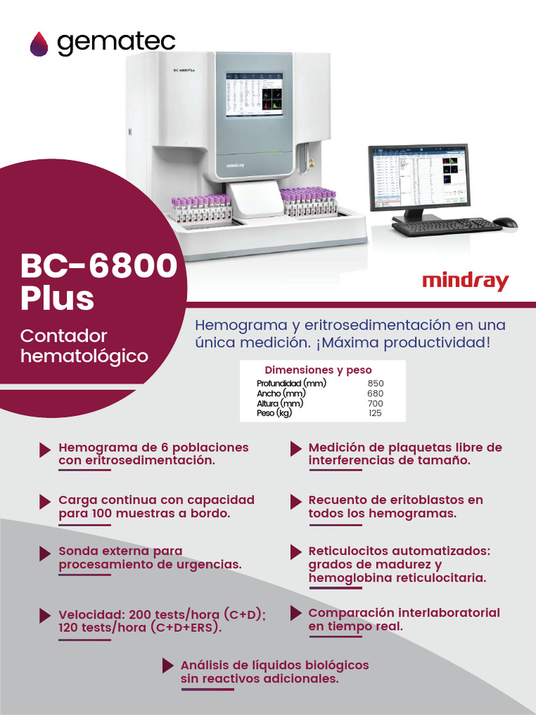 Hemograma Automatizado BC-6800 Plus | PDF | Biología | Patologia clinica