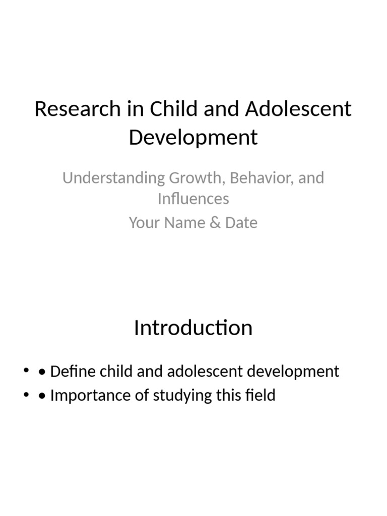 Child Adolescent Development | PDF