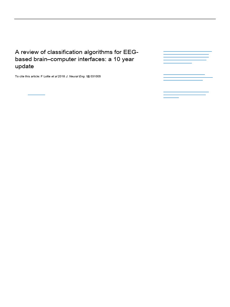 A Review Of Classification Algorithms For Eegbased Braincomputer