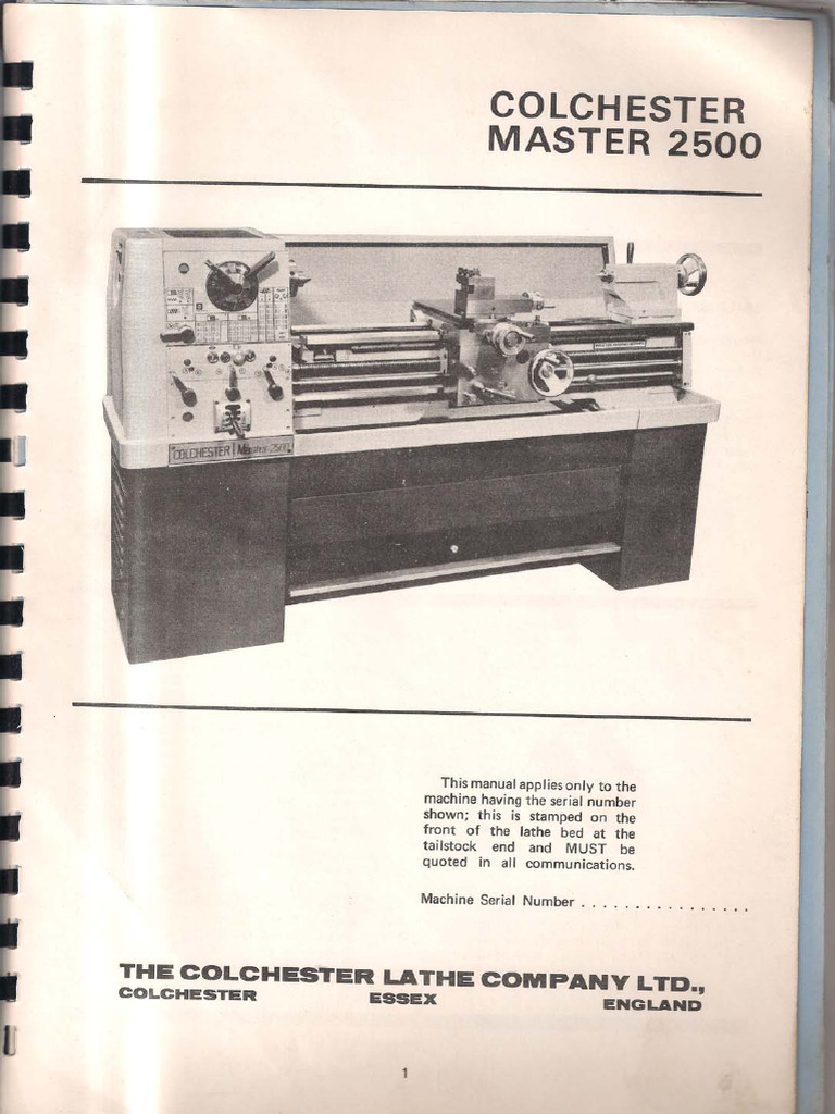 Colchester Master 2500 | PDF