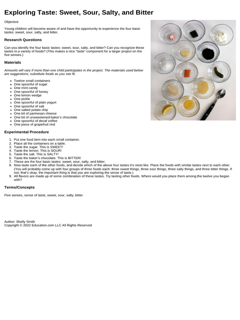 Explorin Taste. Agrio Dulce Amargo Salado | PDF