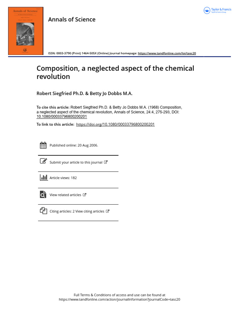 Composition A Neglected Aspect of The Chemical Revolution | PDF | Chemical Substances | Chemistry