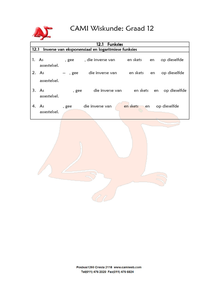 Graad 12_Inverse Van Eksponensiaal Funksies | PDF