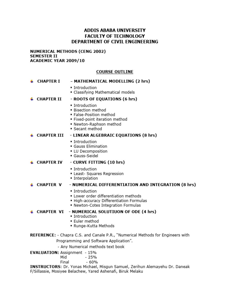 Numerical Course Outline | PDF