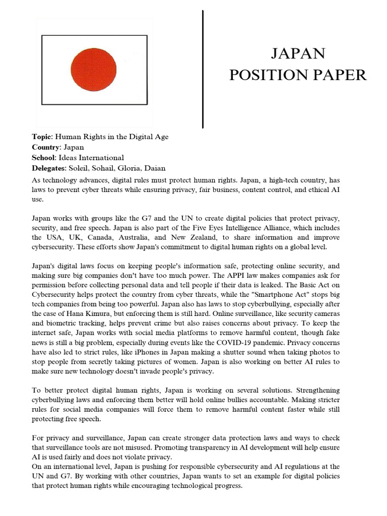 Japan Position Paper 1 | PDF | Privacy | Cyberbullying