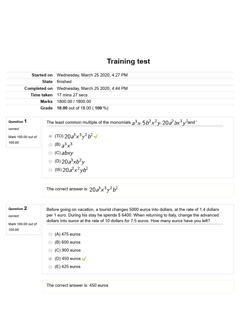 Math Test Results and Solutions | PDF | Triangle | Euclid