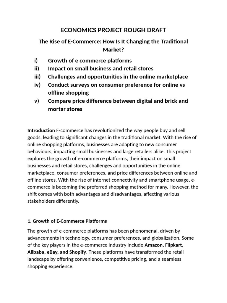 Economics Project Rough Draft | PDF | E Commerce | Online Shopping