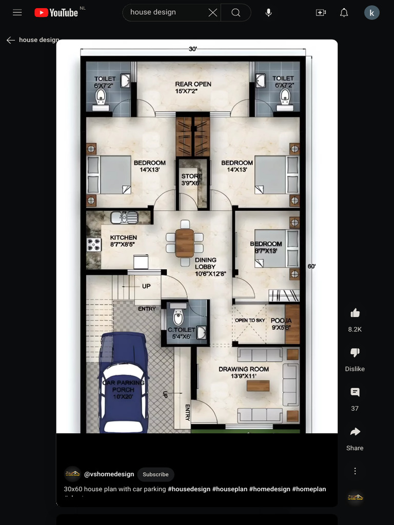 30x60 House Plan With Car Parking #Housedesign #Houseplan #Homedesign #Homeplan #Shorts ...