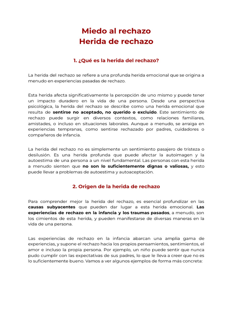 Sanando la herida del rechazo emocional | PDF | Autoestima | Las emociones