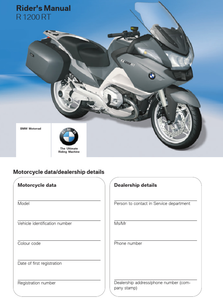 2012 - R1200RT - 01 | PDF | Anti Lock Braking System | Vehicle Technology