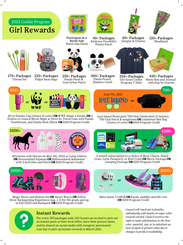 2025 - Cookie Rewards Flyer PDF | PDF | Iowa | Girl Guiding And Girl Scouting