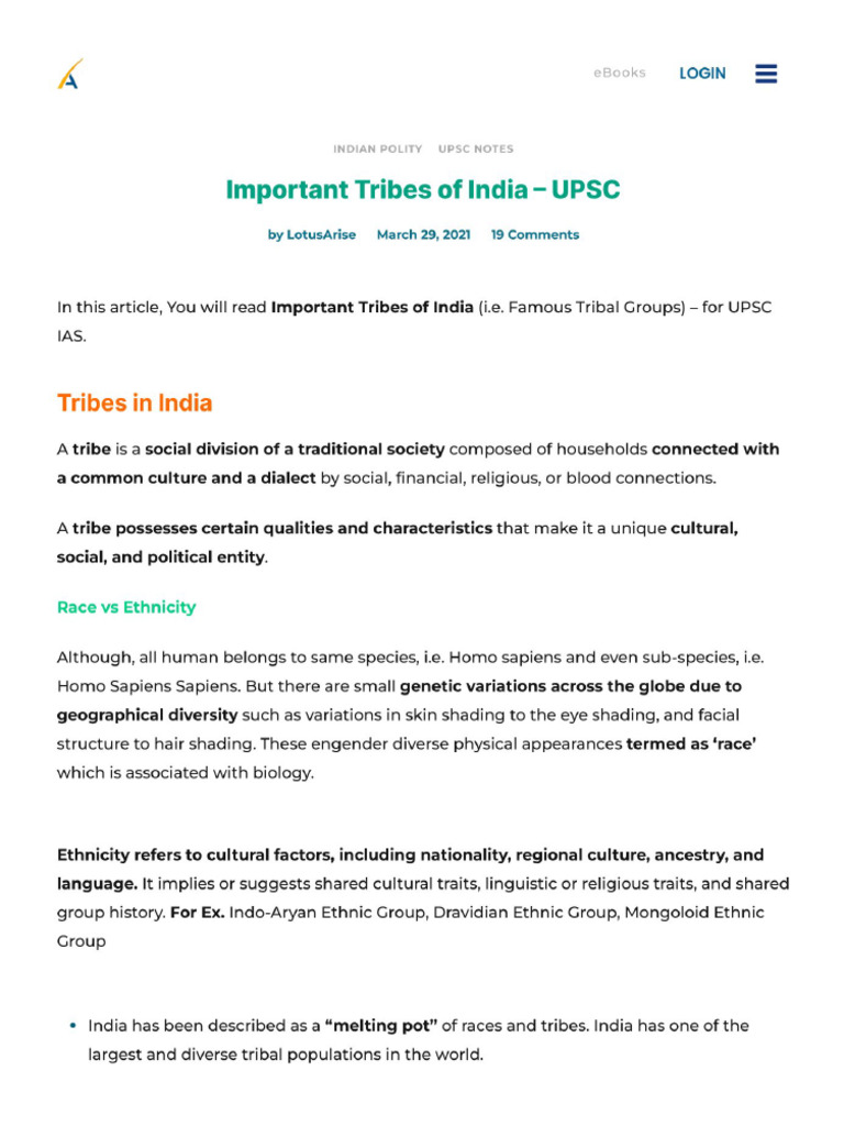 Important Tribes of India - UPSC(1) | PDF