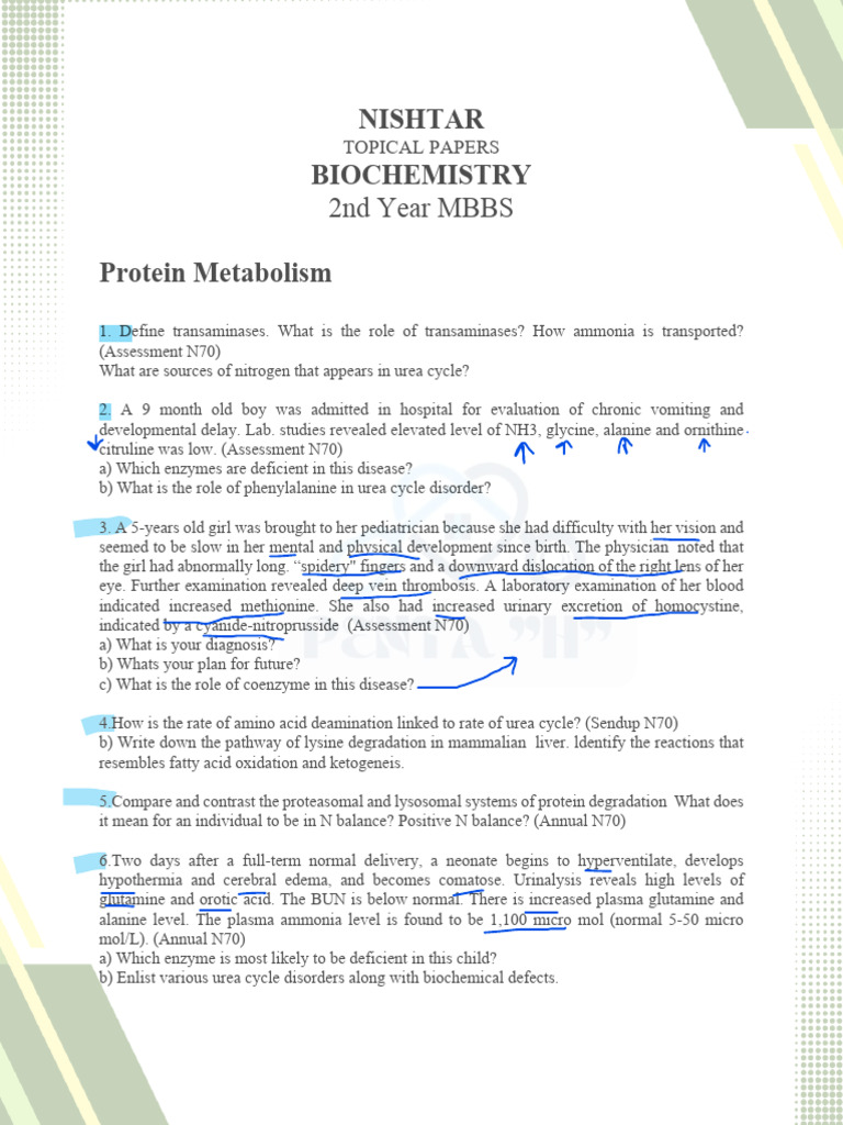 Solved 2nd Year Biochem Topical Papers | PDF | Glycolysis | Stomach