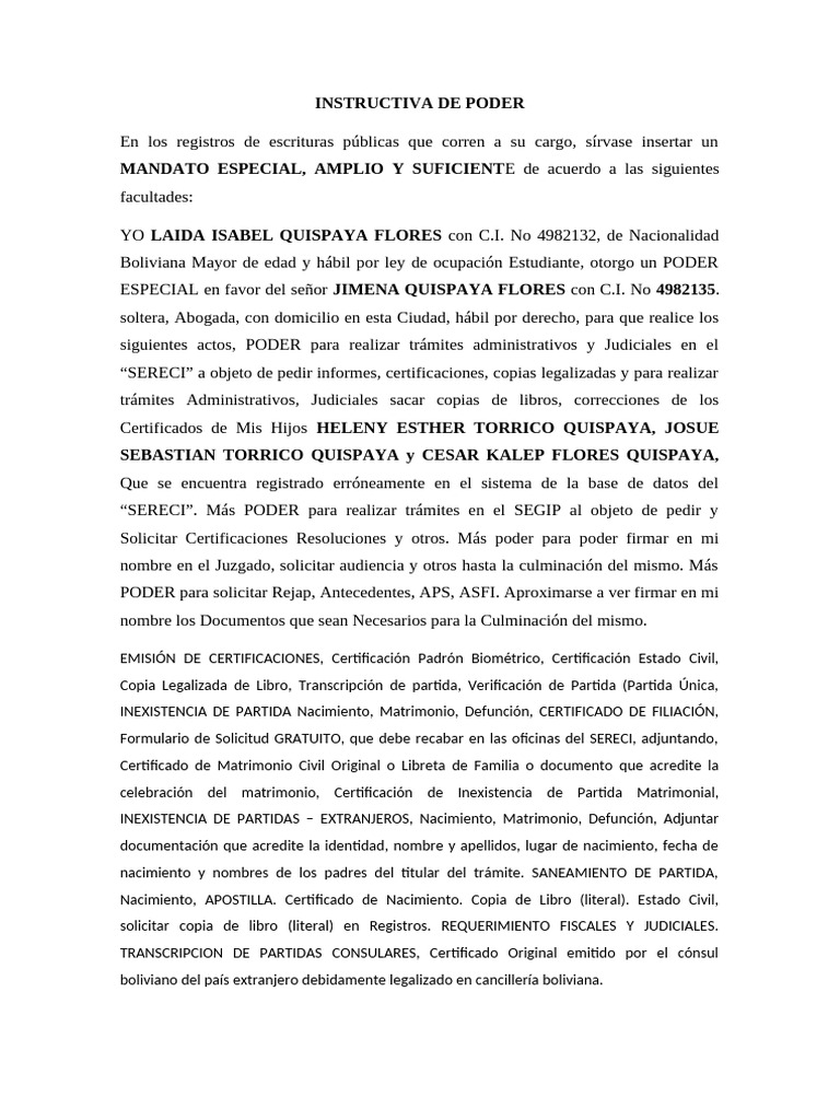22.08.23.INSTRUCTIVA DE PODER | PDF