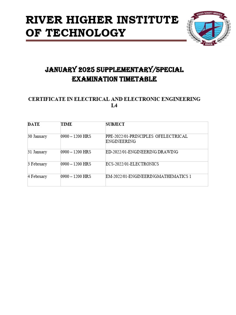 Certificate in Electrical & Electronic Engineering L4 Final Exam ...