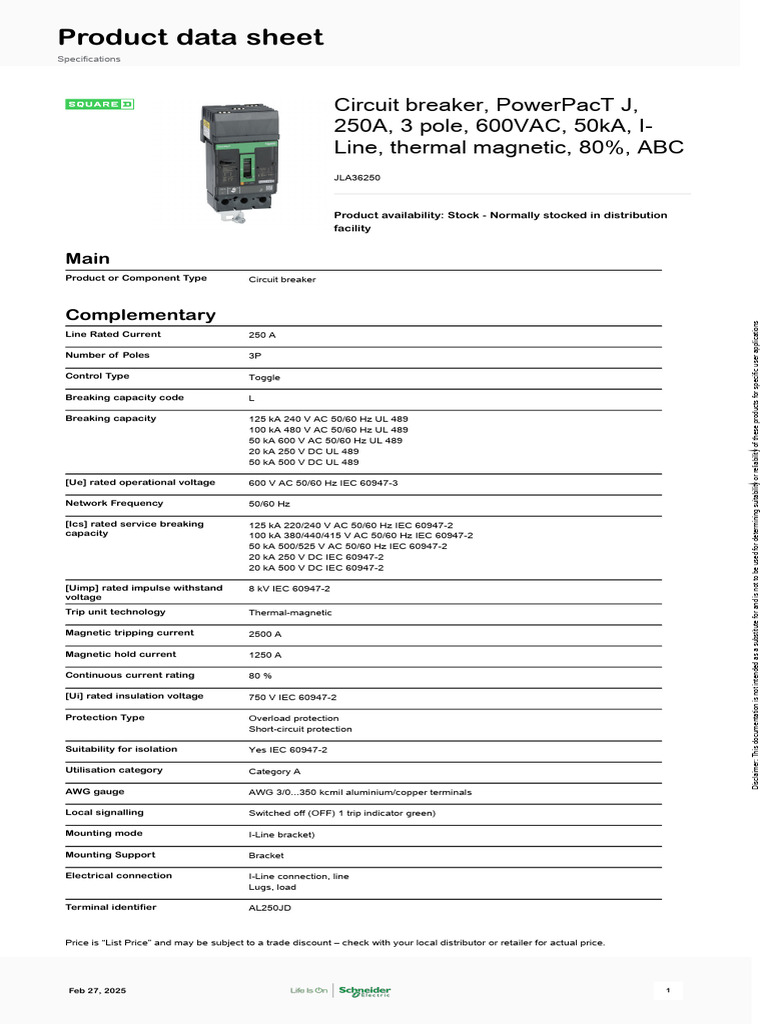 Schneider Electric - PowerPacT-JFrame-Molded-Case-Circuit-Breakers ...