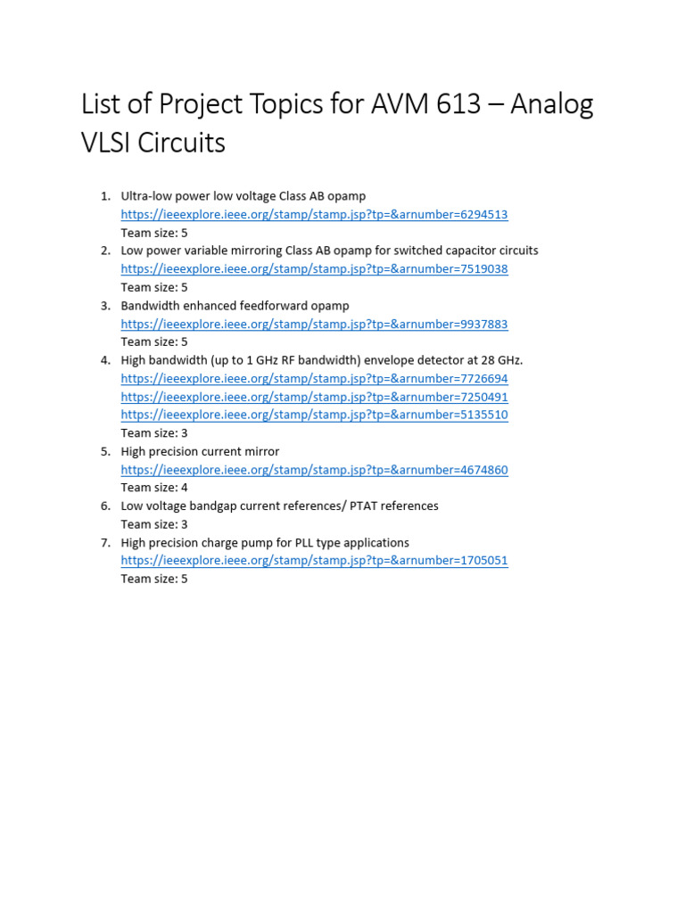 List of Project Topics For AVM 613 | PDF