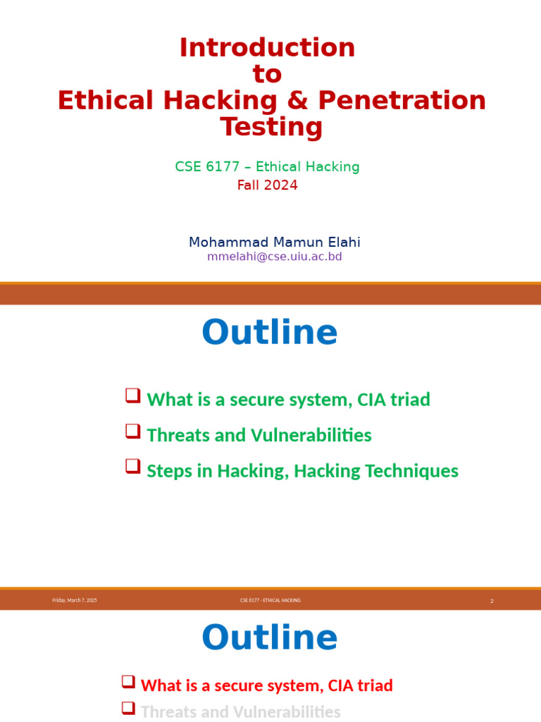 Lecture 1 - Introduction - To - Ethical - Hacking-MME | PDF | Security | Computer Security