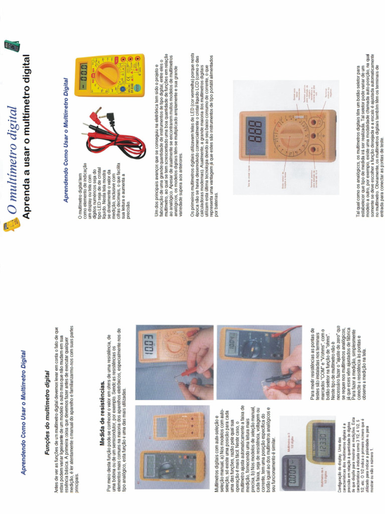 Aprenda A Usar o Multimetro Digital | PDF