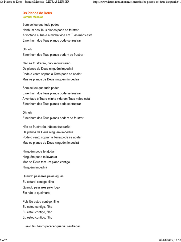 Os Planos de Deus - Samuel Messias | PDF | Messias