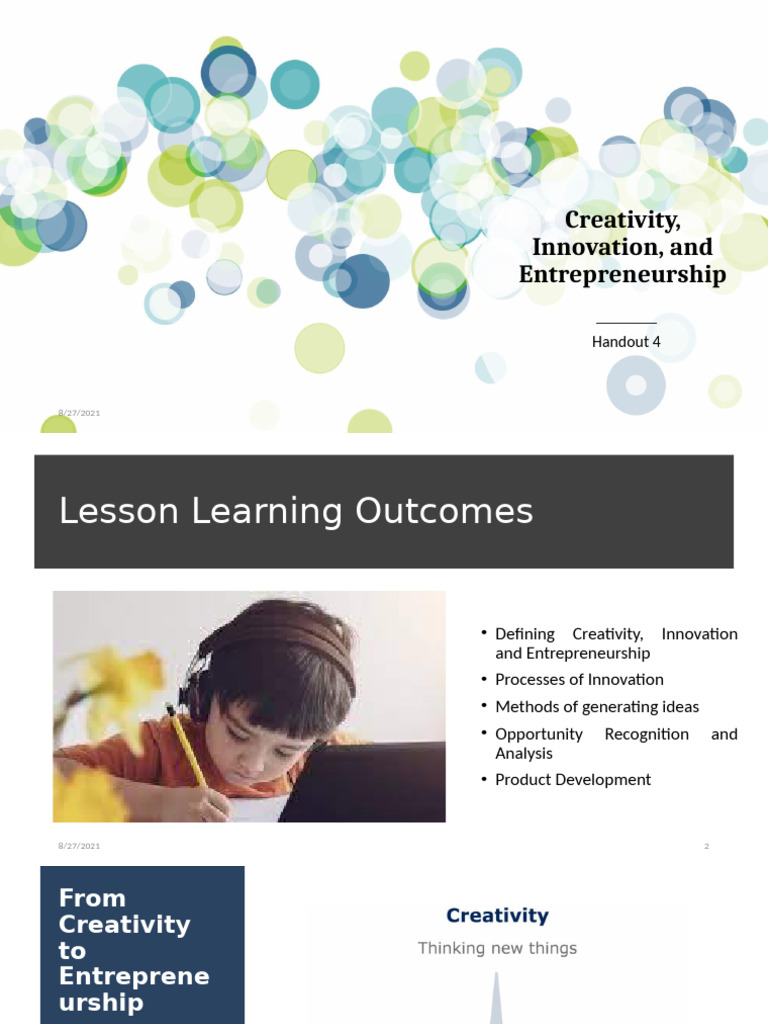 Creativity, Innovation, and Entrepreneurship - Student | PDF ...