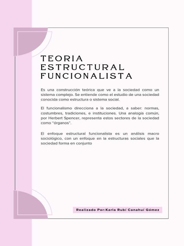 Teoria Estructural Funcionalista | PDF | Interacciones de disciplina académica | Educación en ...