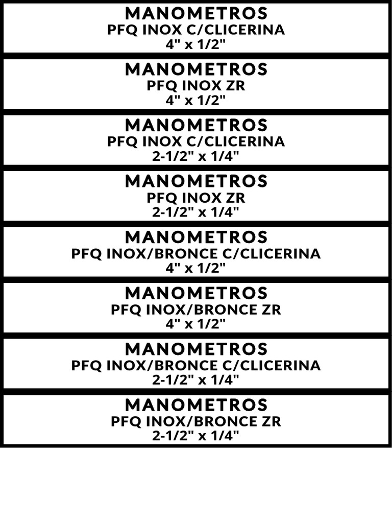 Manómetros con Clicerina PFQ y PFP | PDF