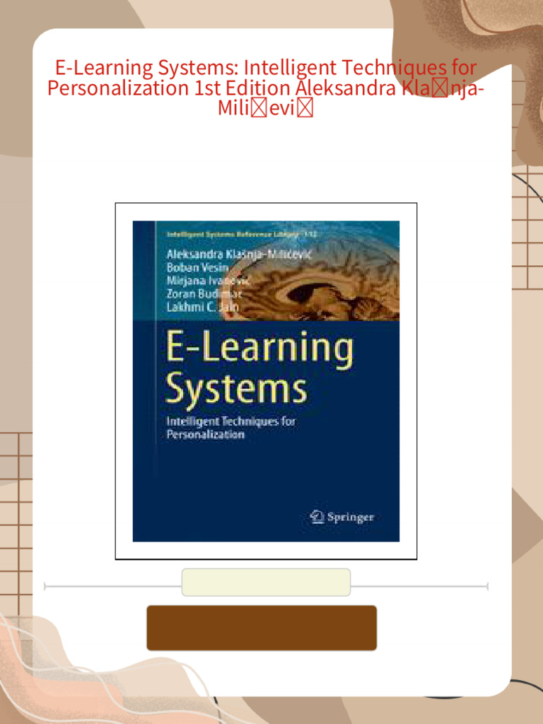E-Learning Systems: Intelligent Techniques For Personalization 1st Edition Aleksandra Klašnja ...