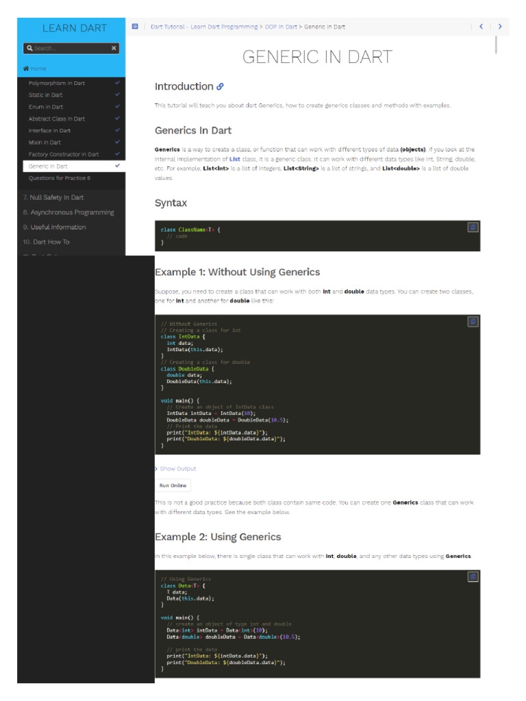 Generics in Dart | PDF
