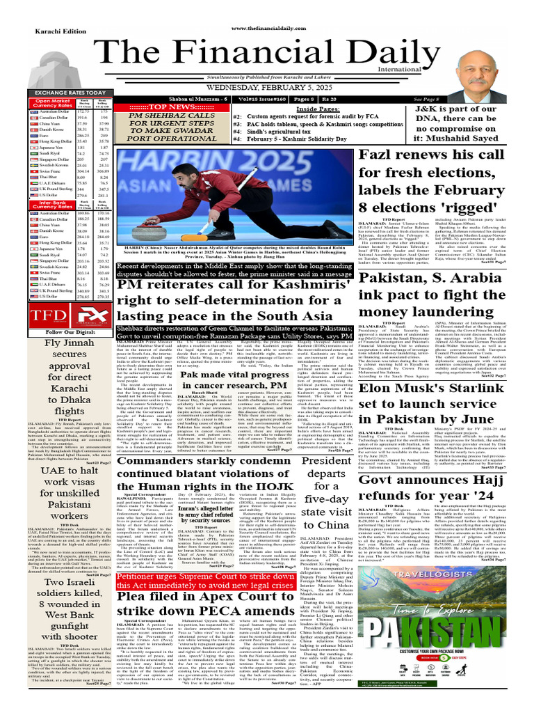 The Financial Daily Wednesday 5 February 2025 | PDF | Pakistan | Taxes
