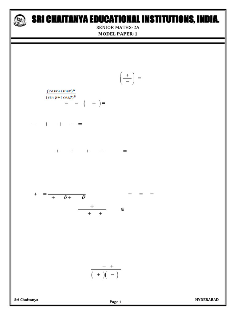 Maths 2a Model Papers 2023 | PDF | Numbers | Mathematical Concepts