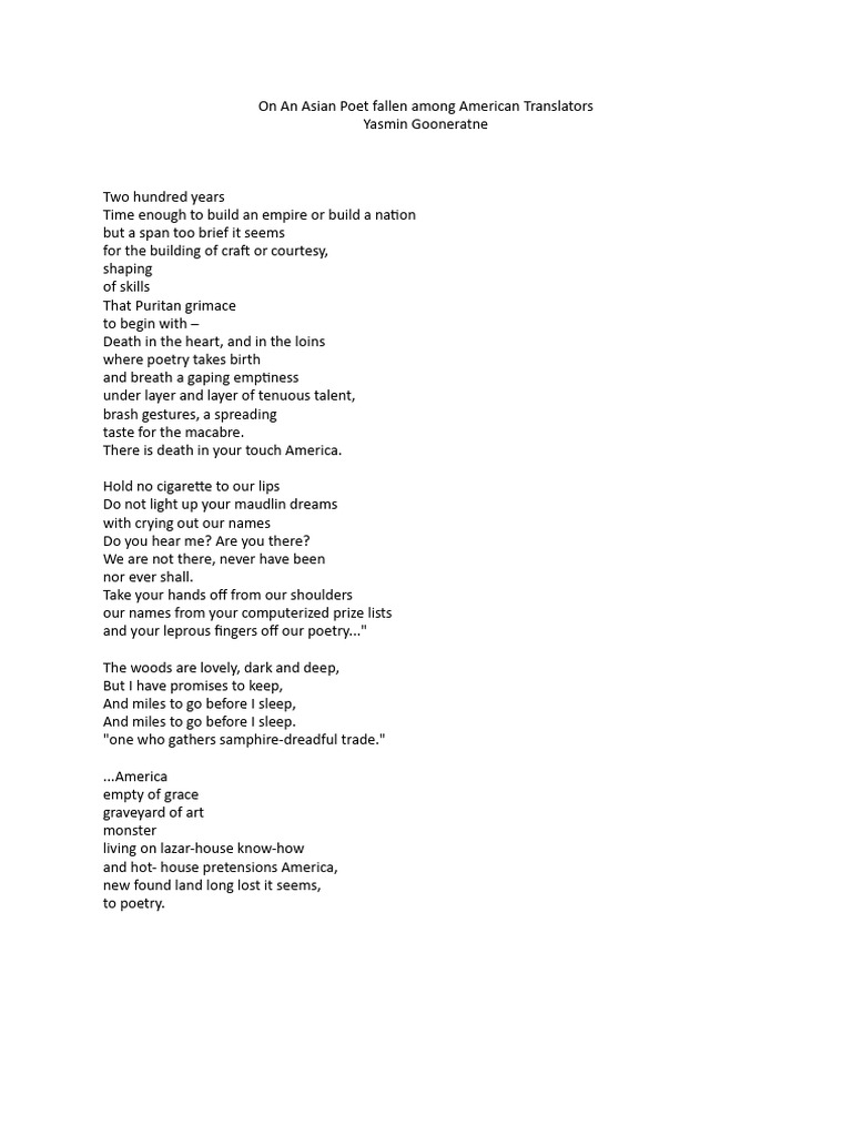 Asian Poet's Struggle with American Translators | PDF