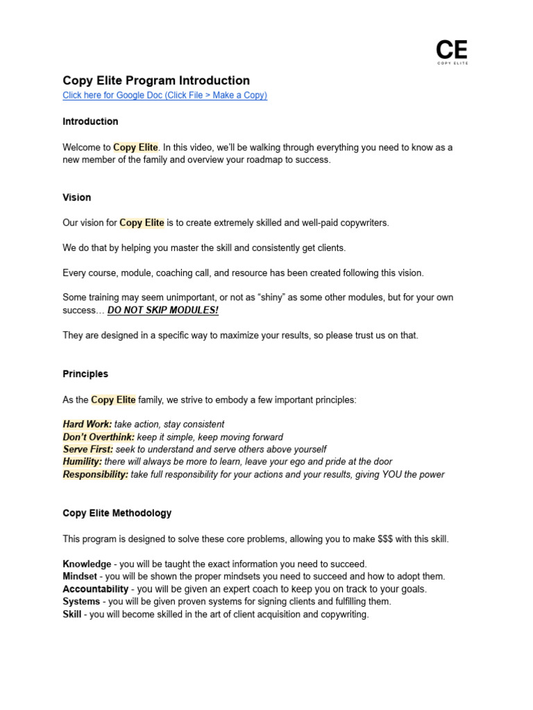 Copy Elite Program Overview | PDF | Human Communication | Cognition