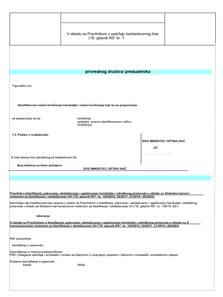 Degalan PM 381, BL-verzija 1 | PDF