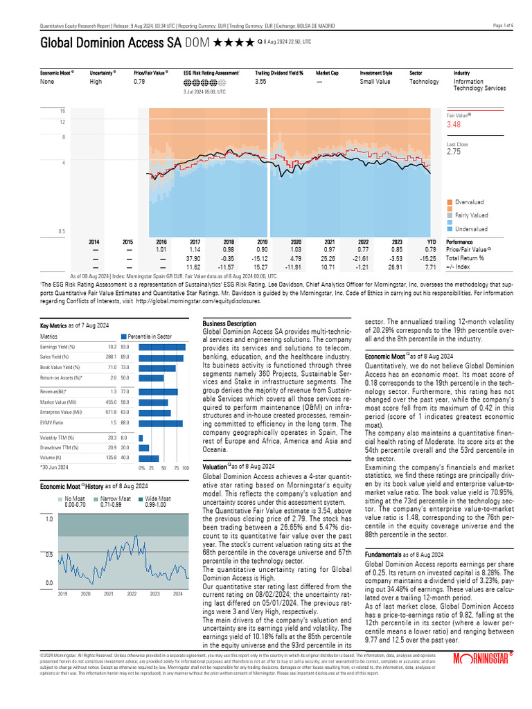 MorningStar ES0105130001 | PDF | Valuation (Finance) | Financial Analyst