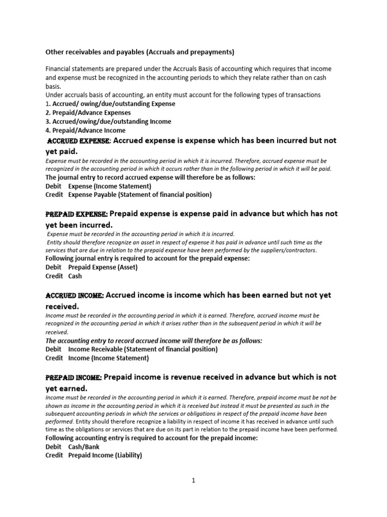 Accruais and Prepayments Format | PDF | Debits And Credits | Accrual