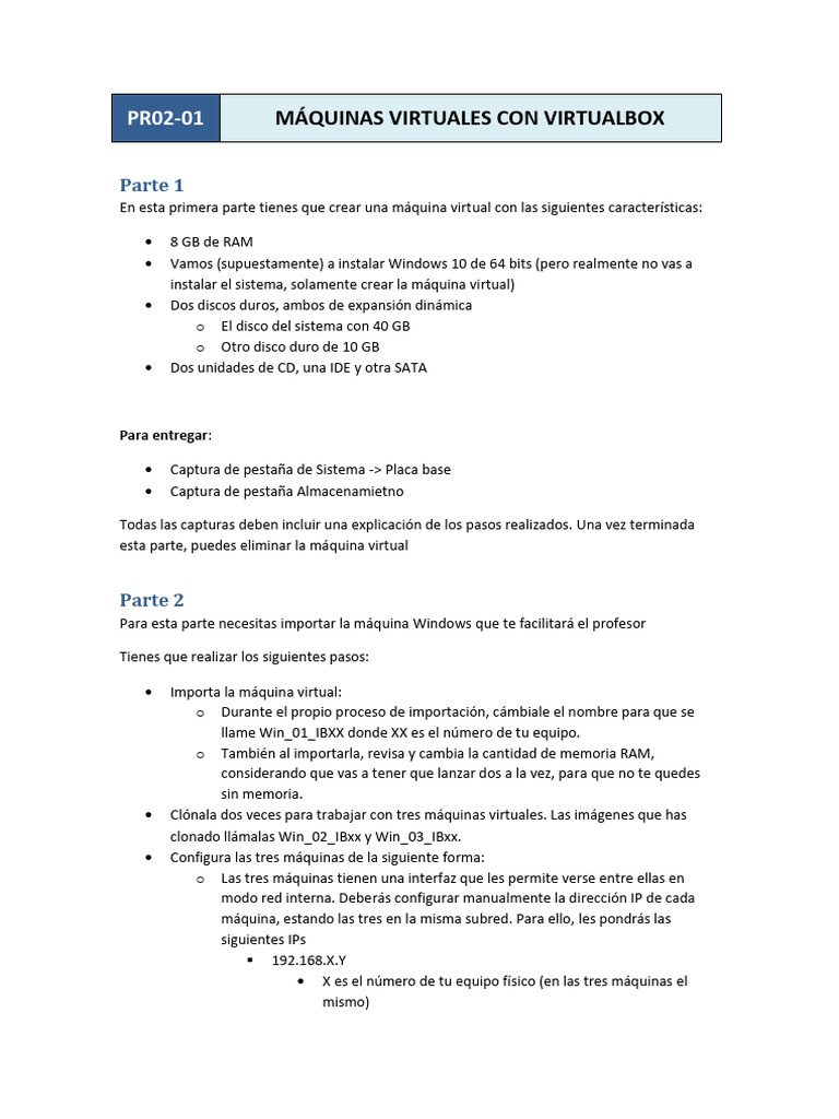 PR02-01 - Máquinas Virtuales Con VirtualBox | PDF | Dirección IP | Archivo de computadora