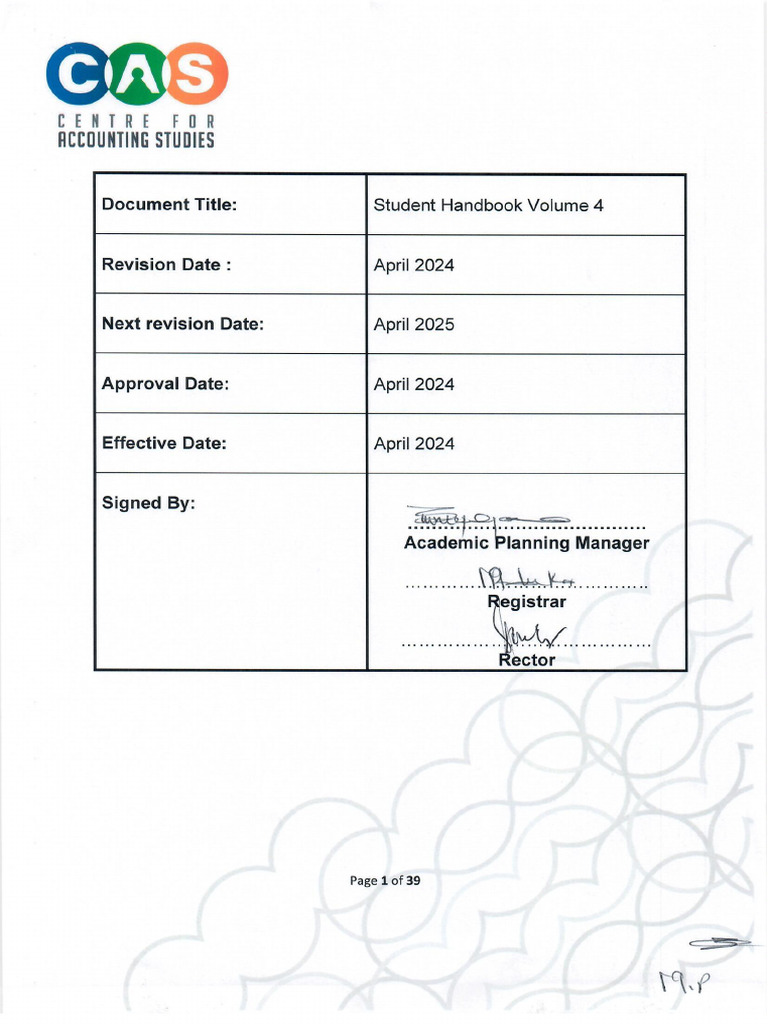 Student Handbook CAS | PDF