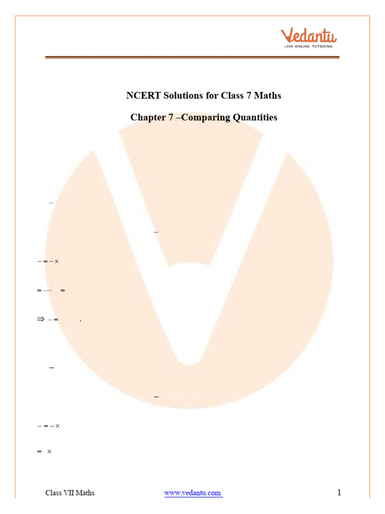 NCERT Solutions For Class 7 Maths Chapter 7 Comparing Quantities - Free ...