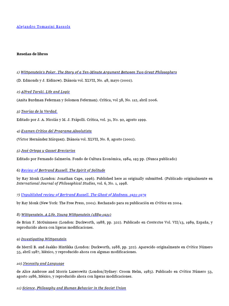 Reseñas de libros de filosofía y lógica | PDF | Lógica | Filosofía contemporánea