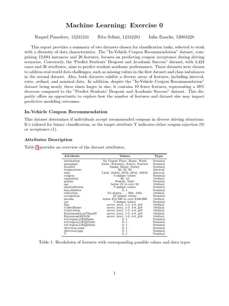 ML Exercise 0 Final Version | PDF | Level Of Measurement | Statistics