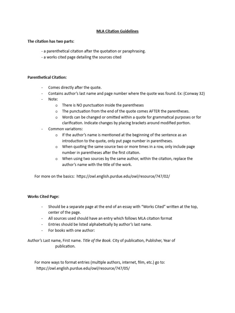 Mla Citation Guidelines Docx Google Docs | PDF
