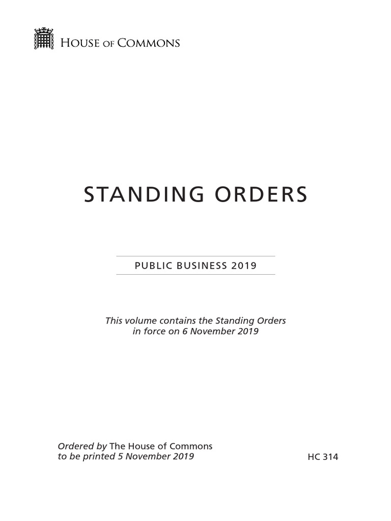 House of Commons Standing Orders 2019 | PDF | Committee | United States ...